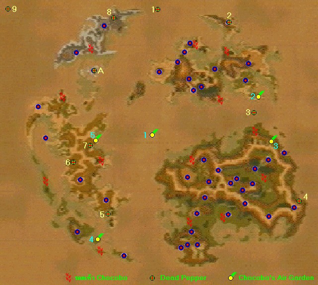 Final Fantasy 9 - จุดที่ใช้ Dead Pepper และจุดขึ้นลง Chocobo's Air Garden